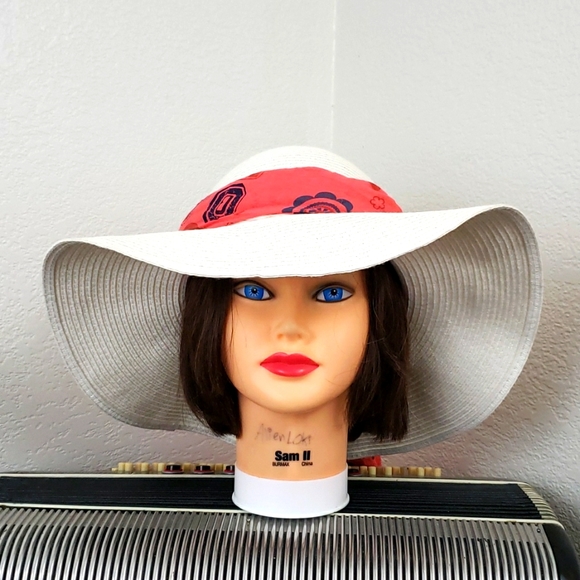 Accessories | Amazing White Large Brim Floppy Sun Hat Wpink Flowy ...
